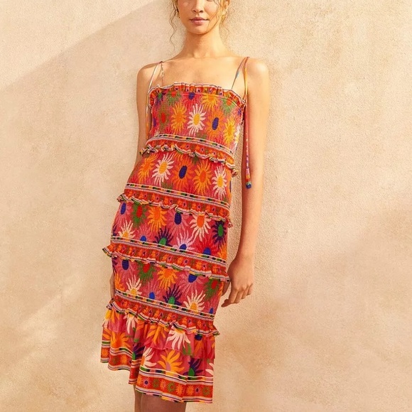 FARM Rio | Dresses | Farm Rio Nwt Summer Sun Coral Mini Dress Medium ...